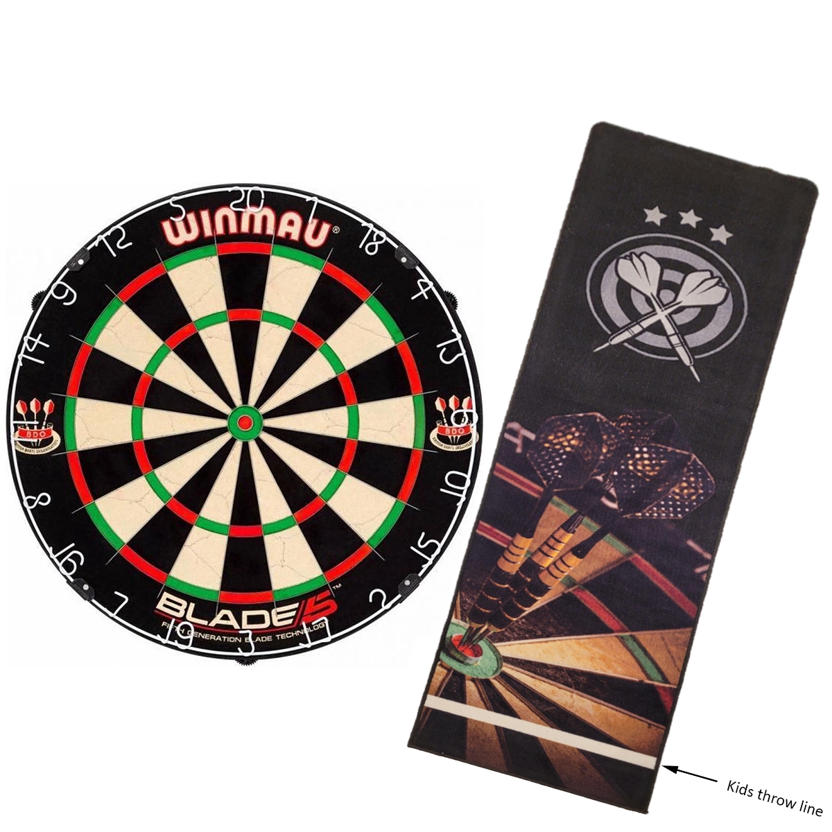 Winmau Blade 5 - dartbord - inclusief dartmat shadow - deDartshop.nl