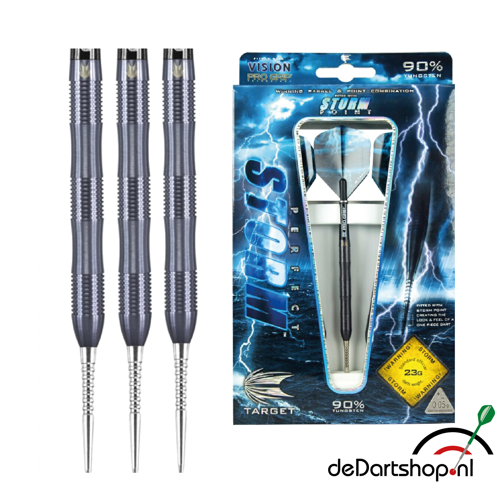 Lightning precision STORM Black Titanium 90% Tungsten darts 23 grams ...